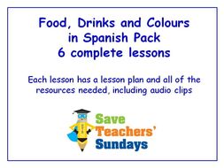 Spanish Food, Drinks and Colours Unit (6 Lessons) - All Lessons Have ...