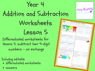 Year 4 Addition and Subtraction Worksheet Bundle | Teaching Resources