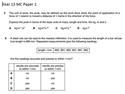 Physics A level Multiple Choice Questions OCR | Teaching Resources