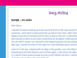Example of diary writing (KS2) with task to set - great for a distance ...
