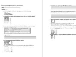 Pupil questionnaire - literacy, teaching and learning focus | Teaching ...