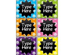 Editable Chalkboard & Scribble Polka Dot Labels | Teaching Resources