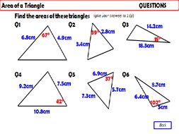 Trigonometry - Area of a Triangle | Teaching Resources