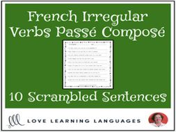 French irregular verbs passé composé scrambled sentences exercise ...