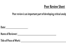 Peer Review Sheet | Teaching Resources