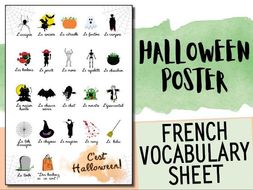 French Halloween Vocabulary Sheet - Poster with illustrations ...