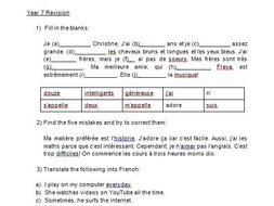 Year 7 French- End of Year Revision Worksheet | Teaching Resources