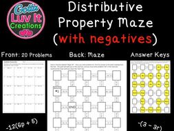 Distributive Property With Negatives - 2 Mazes | Teaching Resources