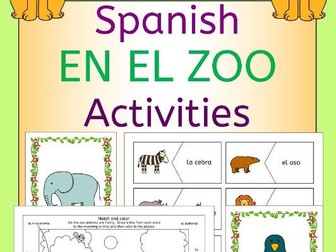 Spanish Zoo Animals Bundle - En El Zoo - Activities Puzzles Word Wall ...