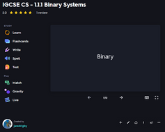 1.1.1 Binary - IGCSE Computer Science (Powerpoint, Online Quiz and Flashcards) | Teaching Resources