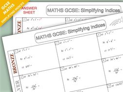 GCSE Maths: Simplifying Indices Worksheet Pack (Higher Tier) | Teaching ...