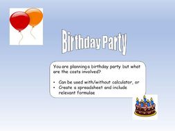 Maths resource: Birthday party planning | Teaching Resources