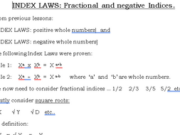 Index Laws: Fractional and Negative Indices GCSE (9-1) | Teaching Resources
