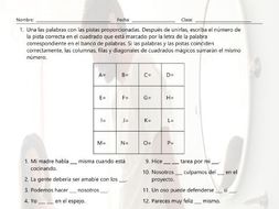 Reflexive and Reciprocal Pronouns Magic Square Spanish Worksheet ...
