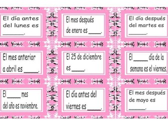 Weekdays, Months and Dates Spanish 4 Worksheet-2 Game-1 Exam Bundle ...