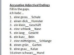 Quick German worksheet: adjectival endings in accusative case ...