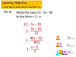Ratio 1:n including algebraic fractions | Teaching Resources