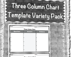 Three Column Chart Template Graphic Organizer Variety Pack | Teaching ...