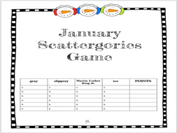 January Vocabulary Scattergories Game | Teaching Resources