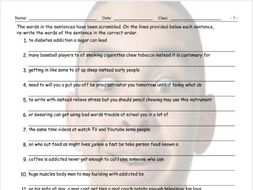 Bad Habits-Addictions Scrambled Sentences Worksheet | Teaching Resources