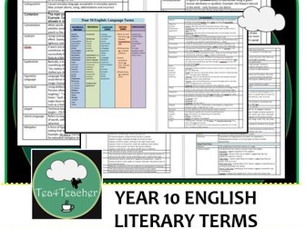 Language Terms for Secondary English BUNDLE - Y10, Y11, Y12, Y13 ...