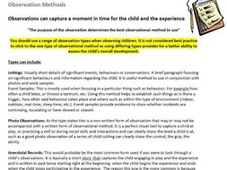Childcare Observation Methods Worksheet & Explanation - Childcare ...