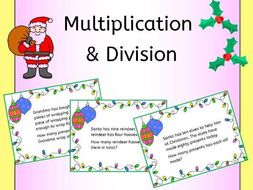 Christmas multiplication and division word problem task cards ...