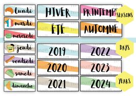 FRENCH CALENDAR SET - DAYS MONTHS SEASONS - WORD WALL - PRINTABLE ...