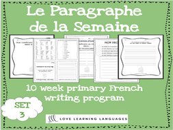Le paragraphe de la semaine - Set 3 - 10 week French primary writing ...