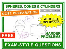 GCSE 9-1 Exam Question Practice (Spheres, Cones + Cylinders) | Teaching ...