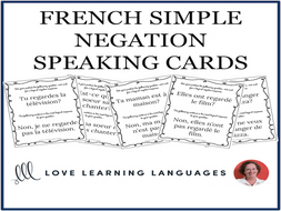50 French Simple Negation Speaking and Listening Cards | Teaching Resources
