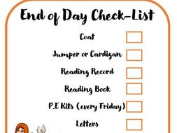 End of Day Check-List | Teaching Resources