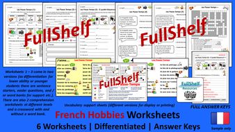 French Hobbies Worksheets (Les Passe-Temps) | Teaching Resources