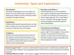 AS / A Level 'Social Influence' Psychology Revision sheets (new spec ...
