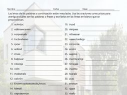 Common Nouns 2 Jumbled Words Spanish Worksheet | Teaching Resources