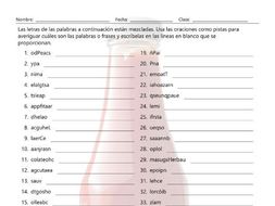 Food Items Jumbled Words Spanish Worksheet | Teaching Resources