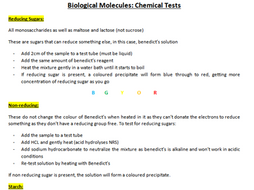 Biological Molecules Chemical Tests (AQA A-Level Biology) | Teaching ...
