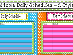 Colorful Daily Schedule | Teaching Resources