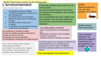 GCSE French Topics Revision for the Writing Exam | Teaching Resources
