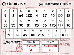 Differentiated Codebreaker: Squares and Cubes | Teaching Resources
