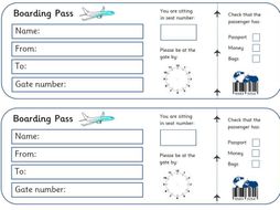 EYFS Airport Role Play - Boarding Passes - Writing opportunity ...