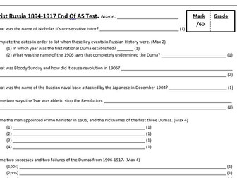 AQA A-Level Tsarist & Communist Russia Lessons 54-74 (First part of Yr ...