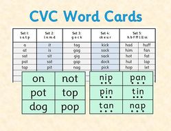 CVC Words - List and Cards (Phase 2) | Teaching Resources