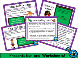 Suffix -wise and -age | Teaching Resources