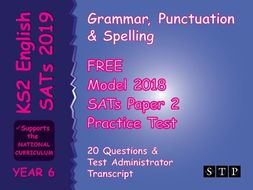 2018 KS2 SATs English SPaG Paper 2 Practice Test (Year 6) | Teaching ...