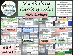 Life Science Biology Vocabulary Card Word Wall Bundle | Teaching Resources