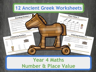 Ancient Greek Themed Maths Worksheets Complete Collection for Year 4 ...