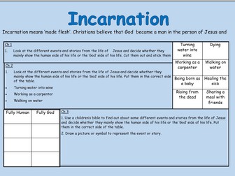 Incarnation Worksheet/Activity | Teaching Resources