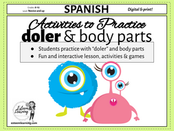 Body Parts and Pain - doler - Notes, Games & Activities for Spanish ...