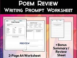Poem Review Worksheet | Teaching Resources